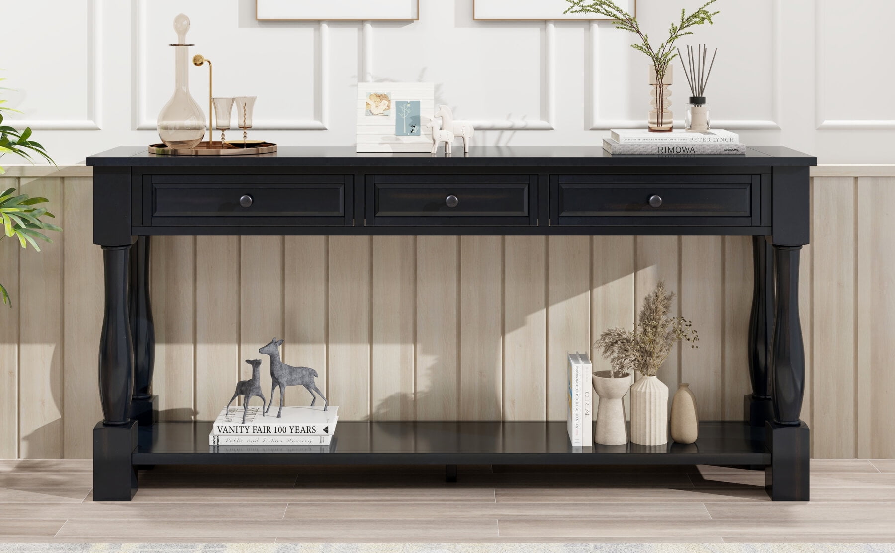 Modern 63" Long Console Table with 3 Drawers and Shelf ,Extra-Thick ...