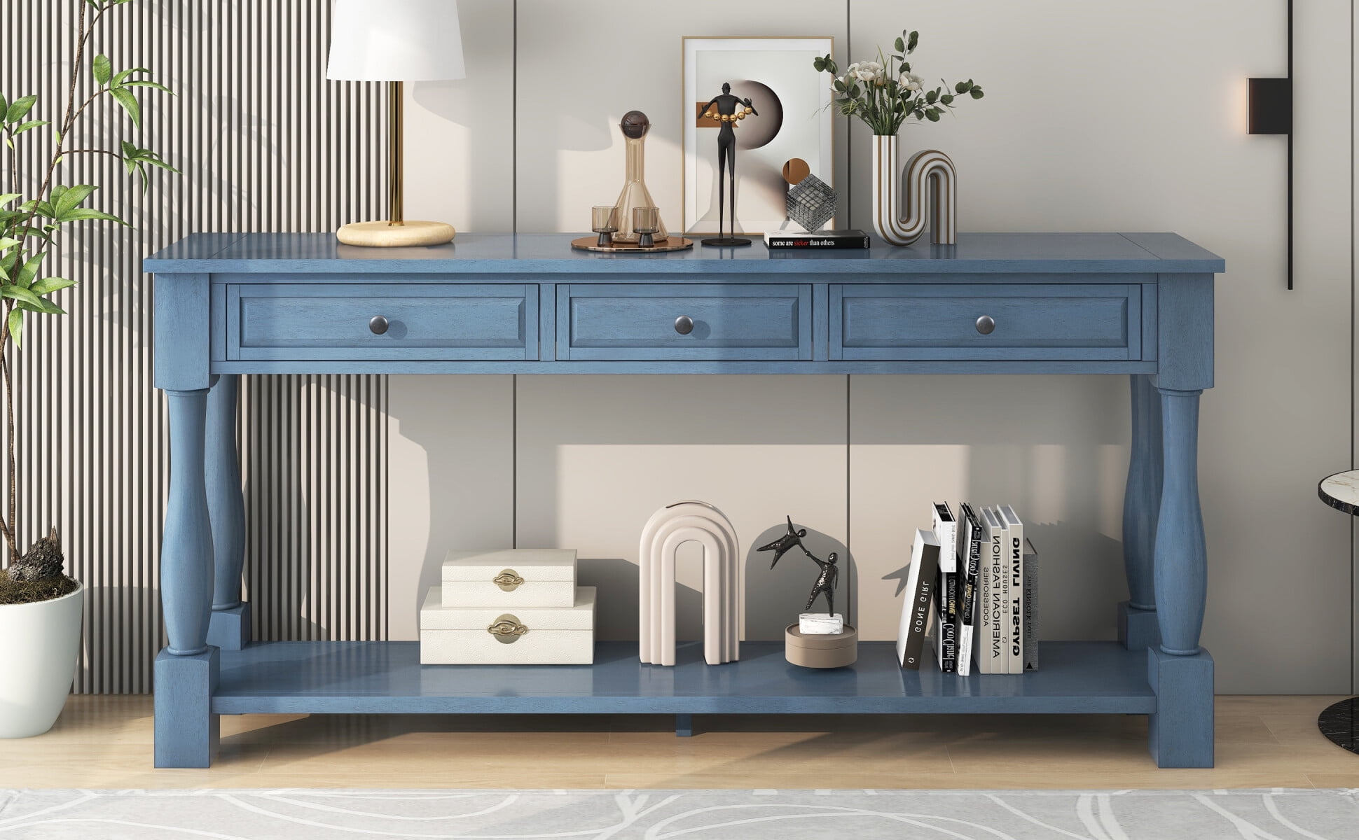 Modern 63" Long Console Table with 3 Drawers and Shelf ,Extra-Thick ...