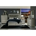 Modern 6pc Bedroom Queen Bed Button-Tufted Headboard Dresser Mirror Nightstand Chest Set Silver ...