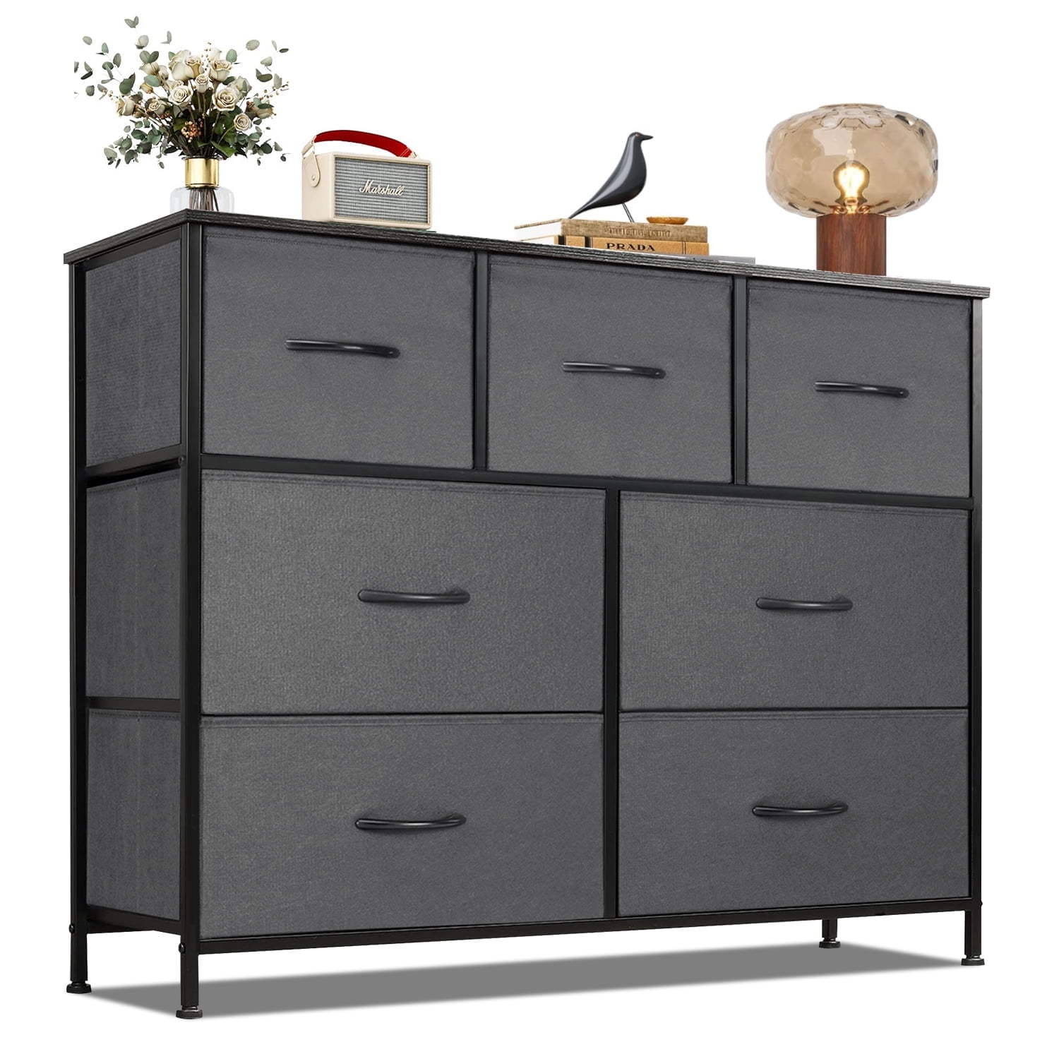 Modern 7 Drawer Fabric Dresser, Chest of Drawer Organizer Storage Cabinet for Bedroom Clothes ...