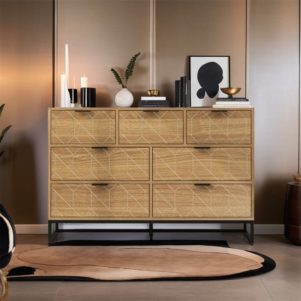Modern 7 Drawers Dresser for Bedroom, Dressers & Chests with Metal ...