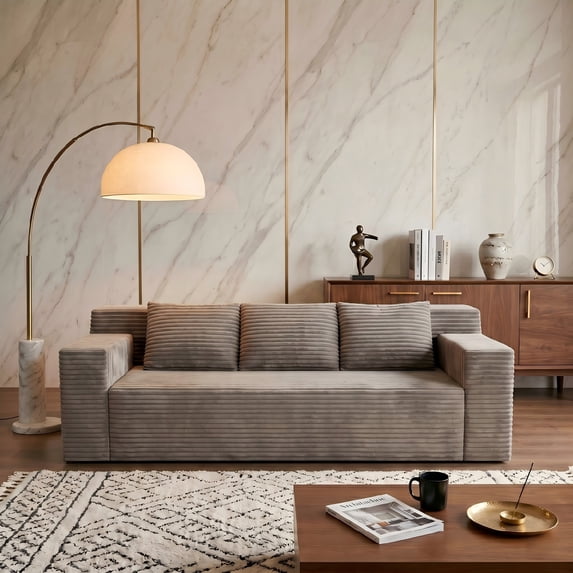 Modern 71" Corduroy Sofa, No Assembly Deep Seat Couch in a Box for ...