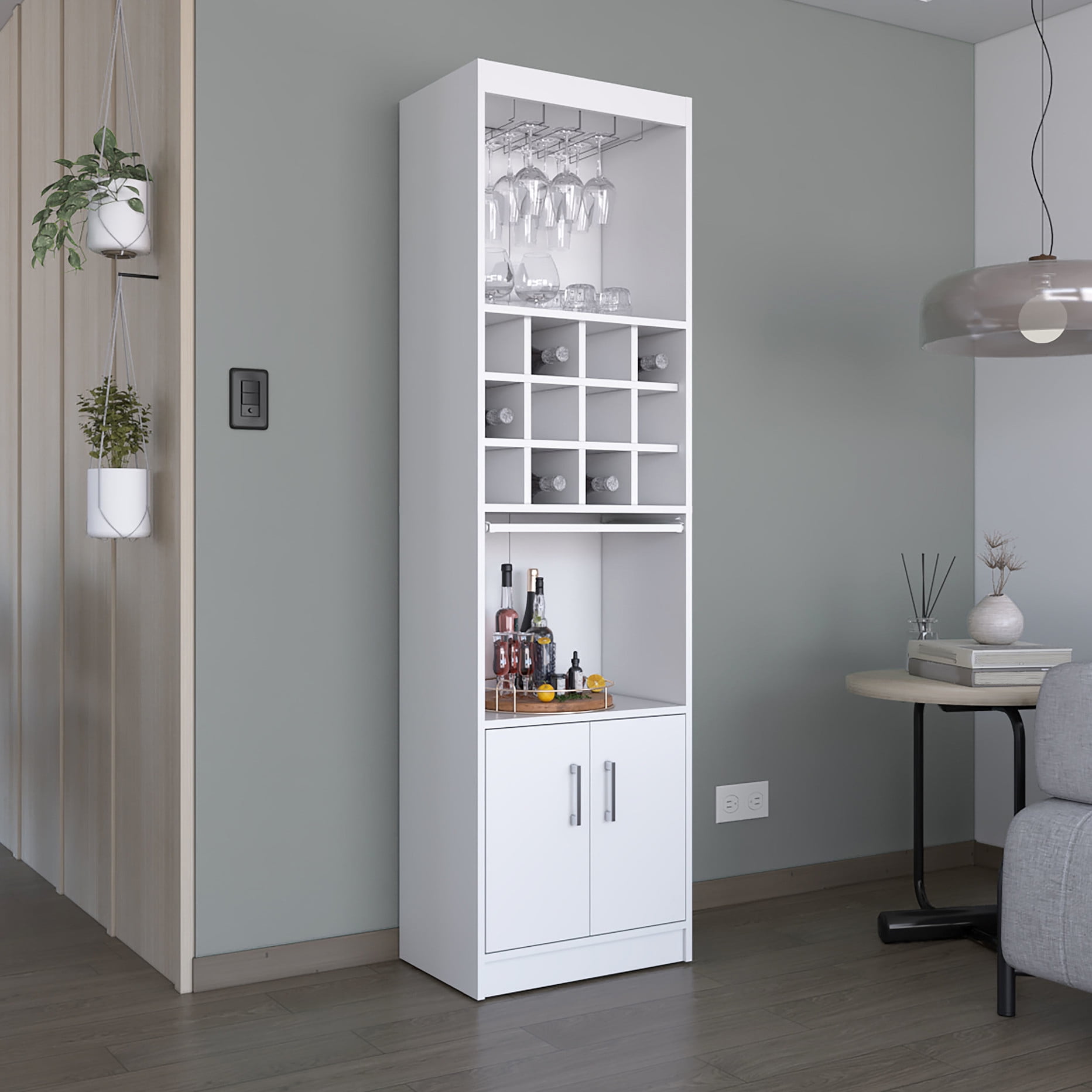 Modern 71-Inch 5-Shelf Bar Cabinet | Can Be Used as Microwave Stand in ...