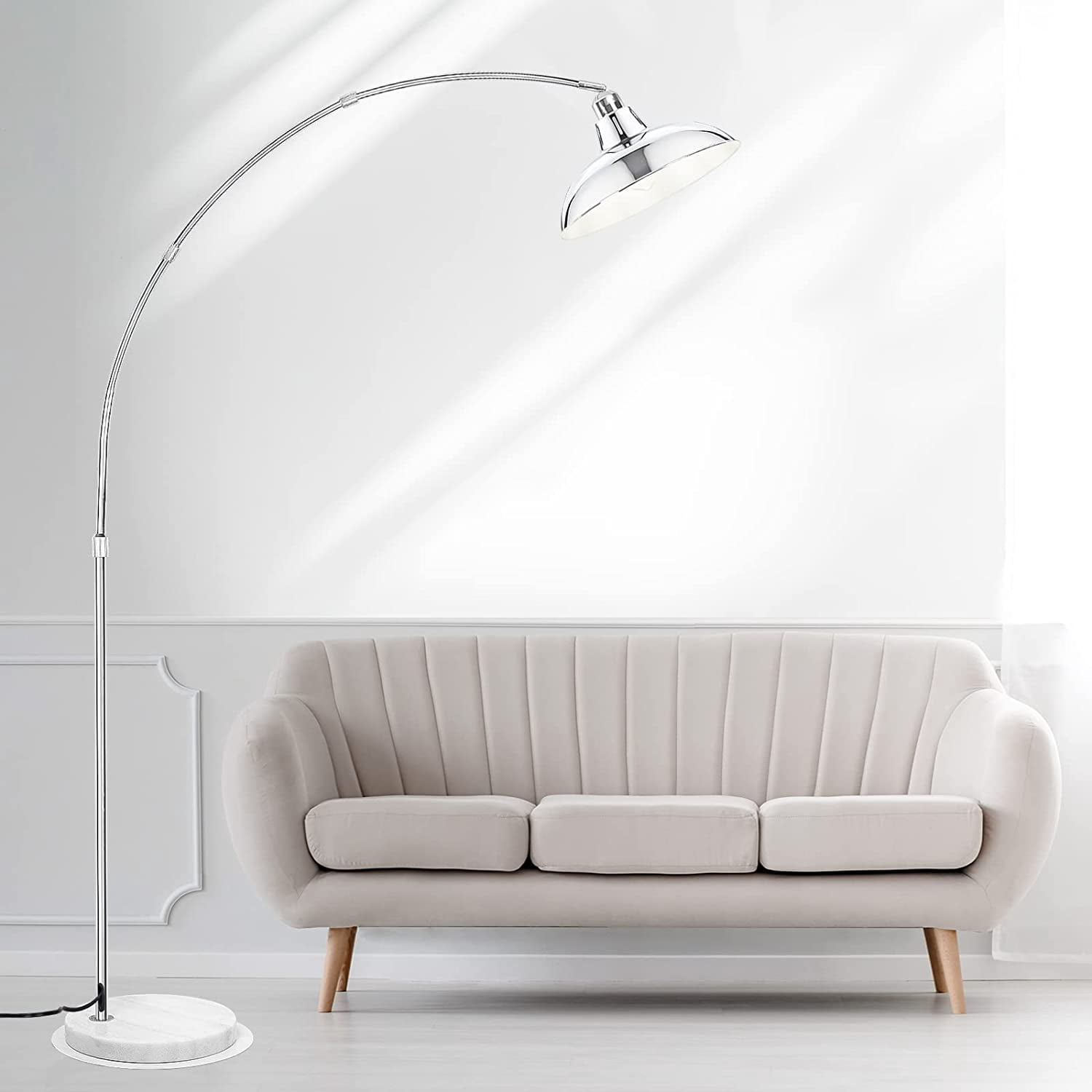 Modern 77" Arc Floor Lamp - Adjustable Sliver Standing Lamp for Living ...