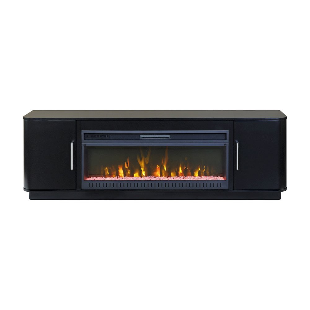 Modern 84" Fireplace Console Entertainment Fully Assembled Black ...