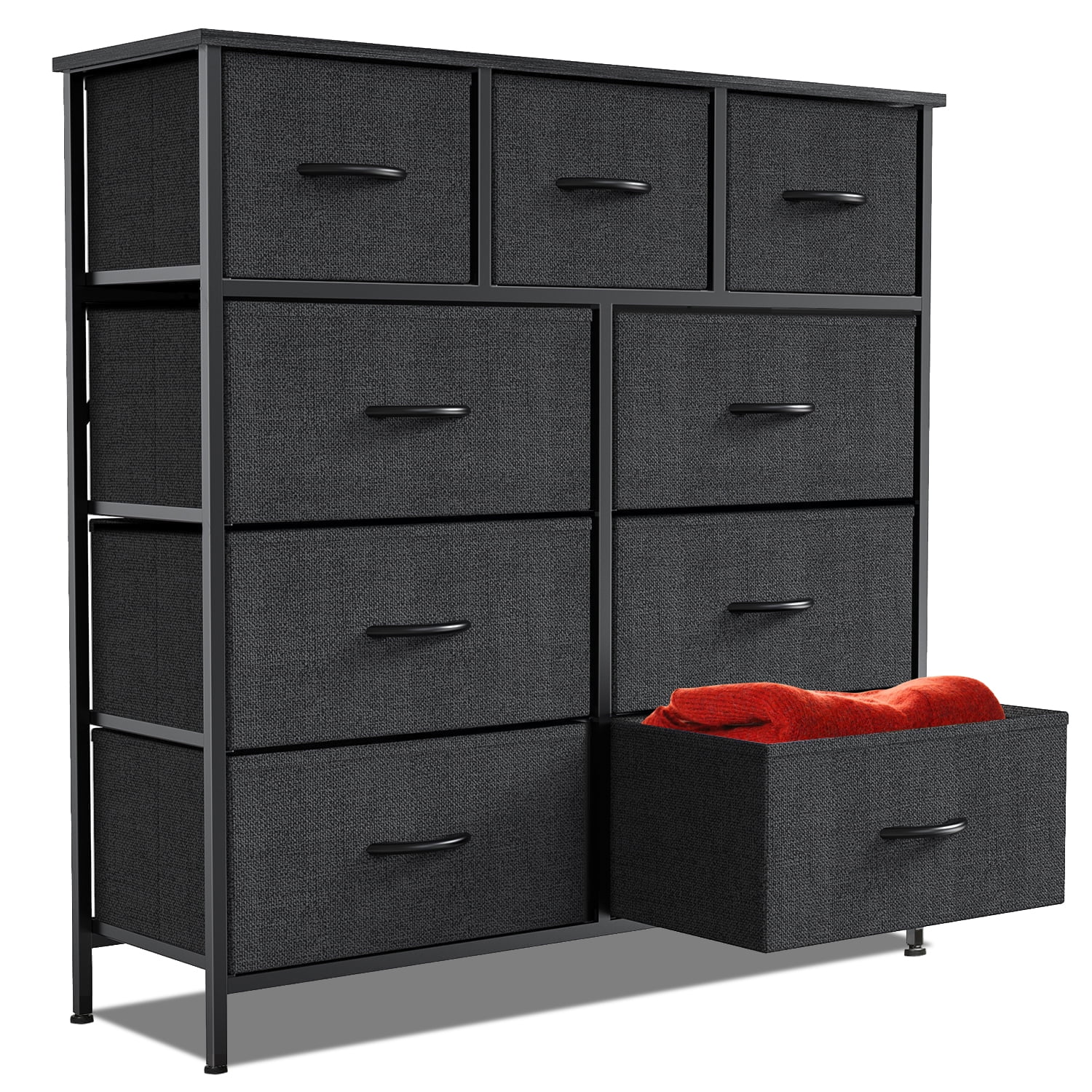 Modern 9 Drawer Fabric Dresser, Chest of Drawer Organizer Storage ...