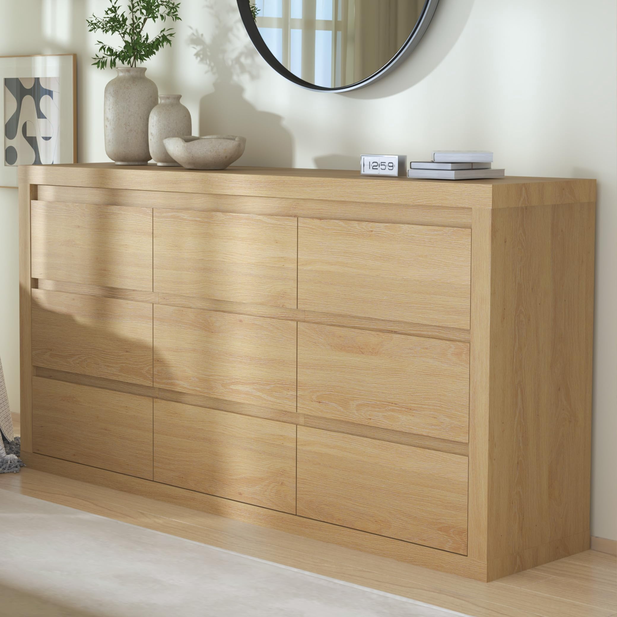 Modern 9 Drawer Storage Cabinet – Wide Wooden Chest of Drawers with ...