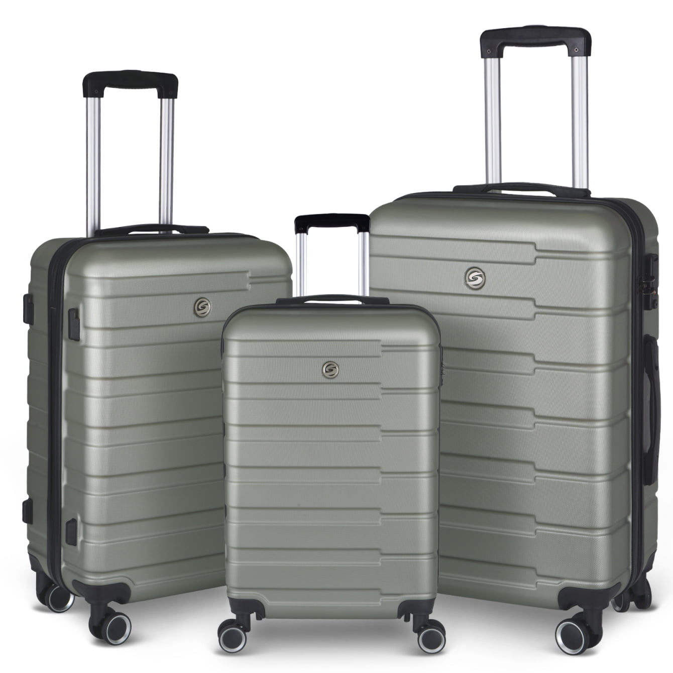 Modern ABS Travel Luggage Sets 3 Piece, Hard Shell Suitcase Checked ...