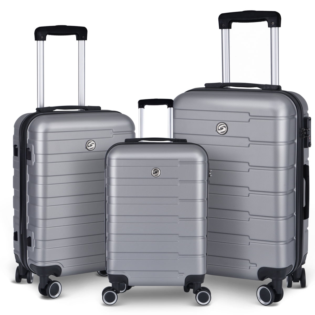Modern ABS Travel Luggage Sets 3 Piece, Hard Shell Suitcase Checked ...