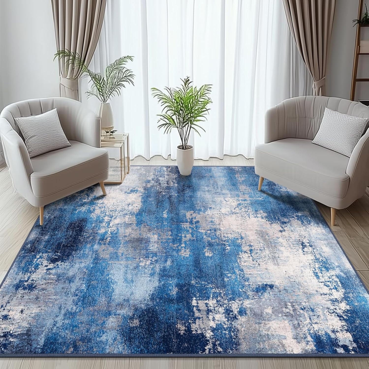 Modern Abstract 6x9 Area Rug, Non-Slip Washable Carpet for Living ...