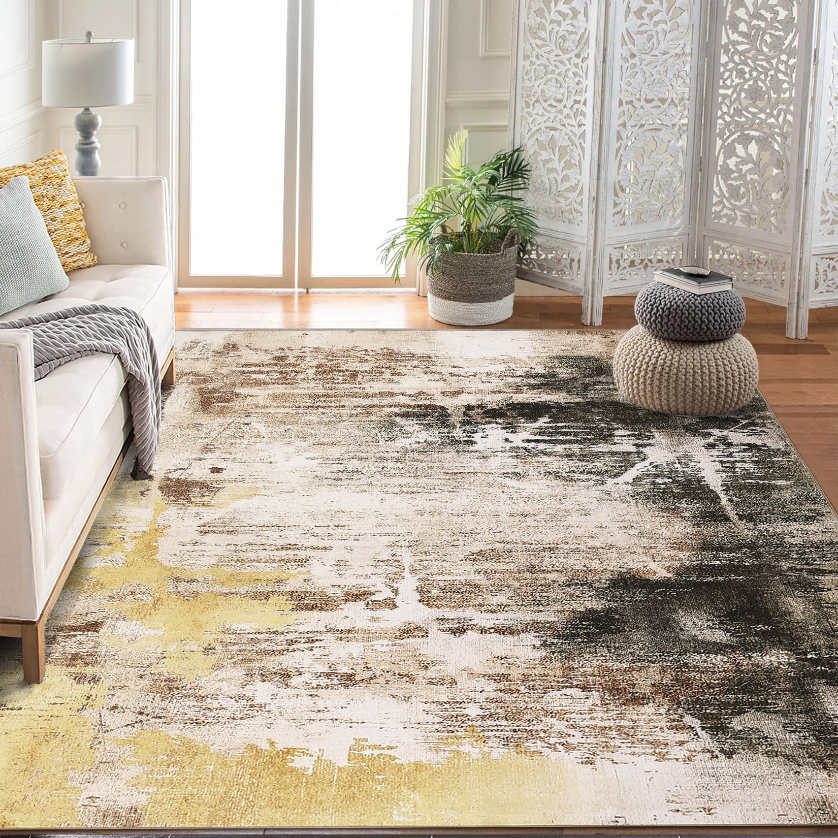 Modern Abstract Area Rugs 8x10ft, Machine Washable Non-Slip Low Pile ...