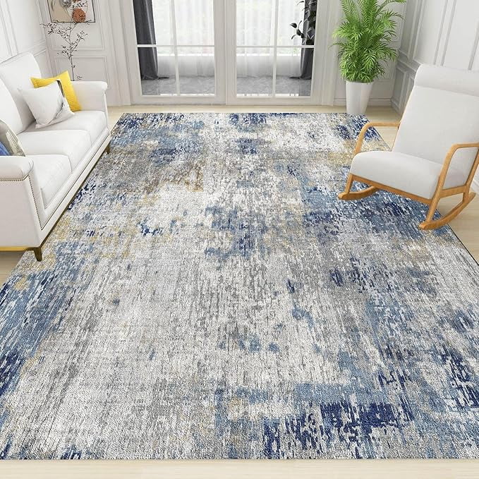Modern Abstract Area Rugs, Multicolor Shabby Style Print Carpet, Indoor ...