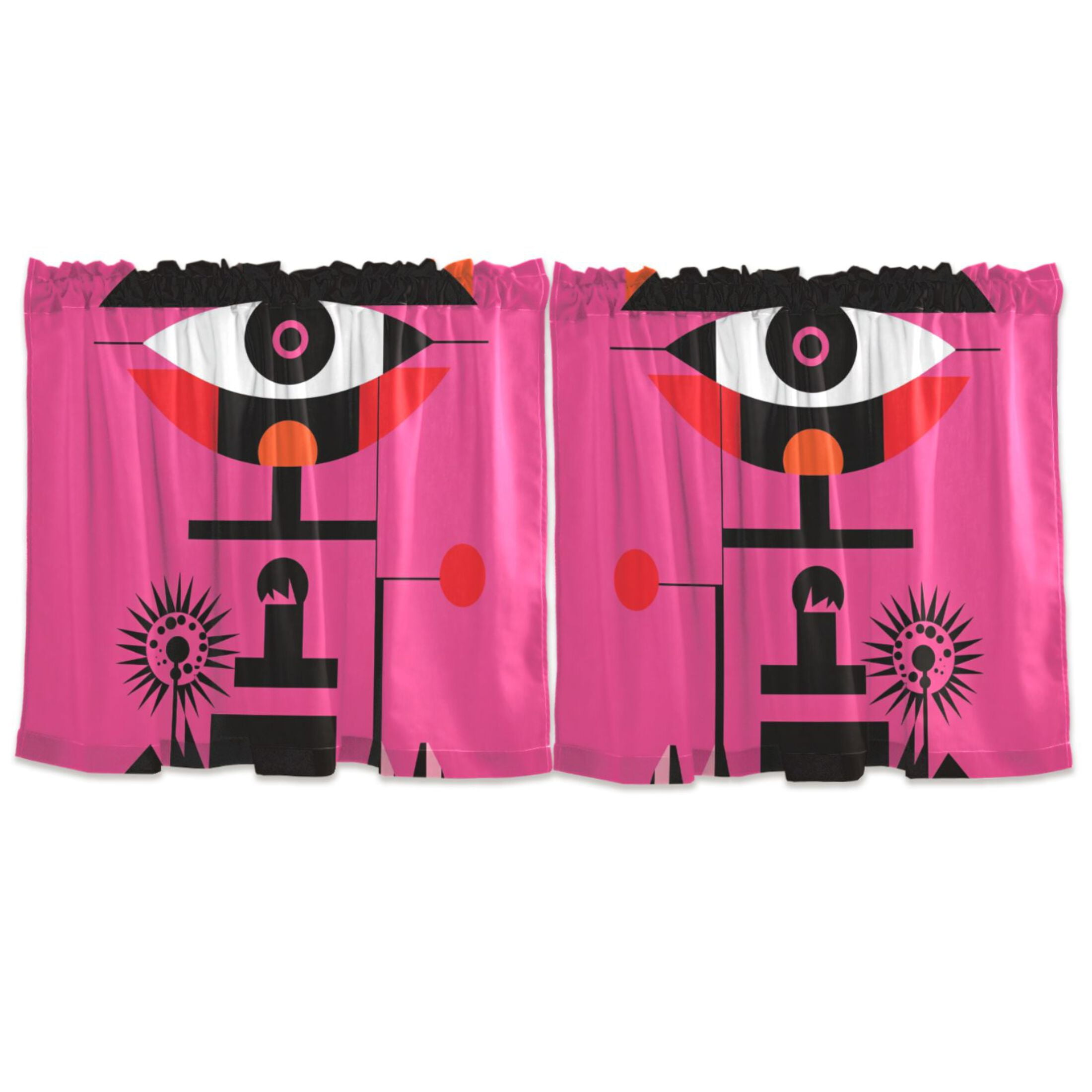 Modern Abstract Art Eyes Tier Curtains for Kitchen 57x36 Inch Semi ...