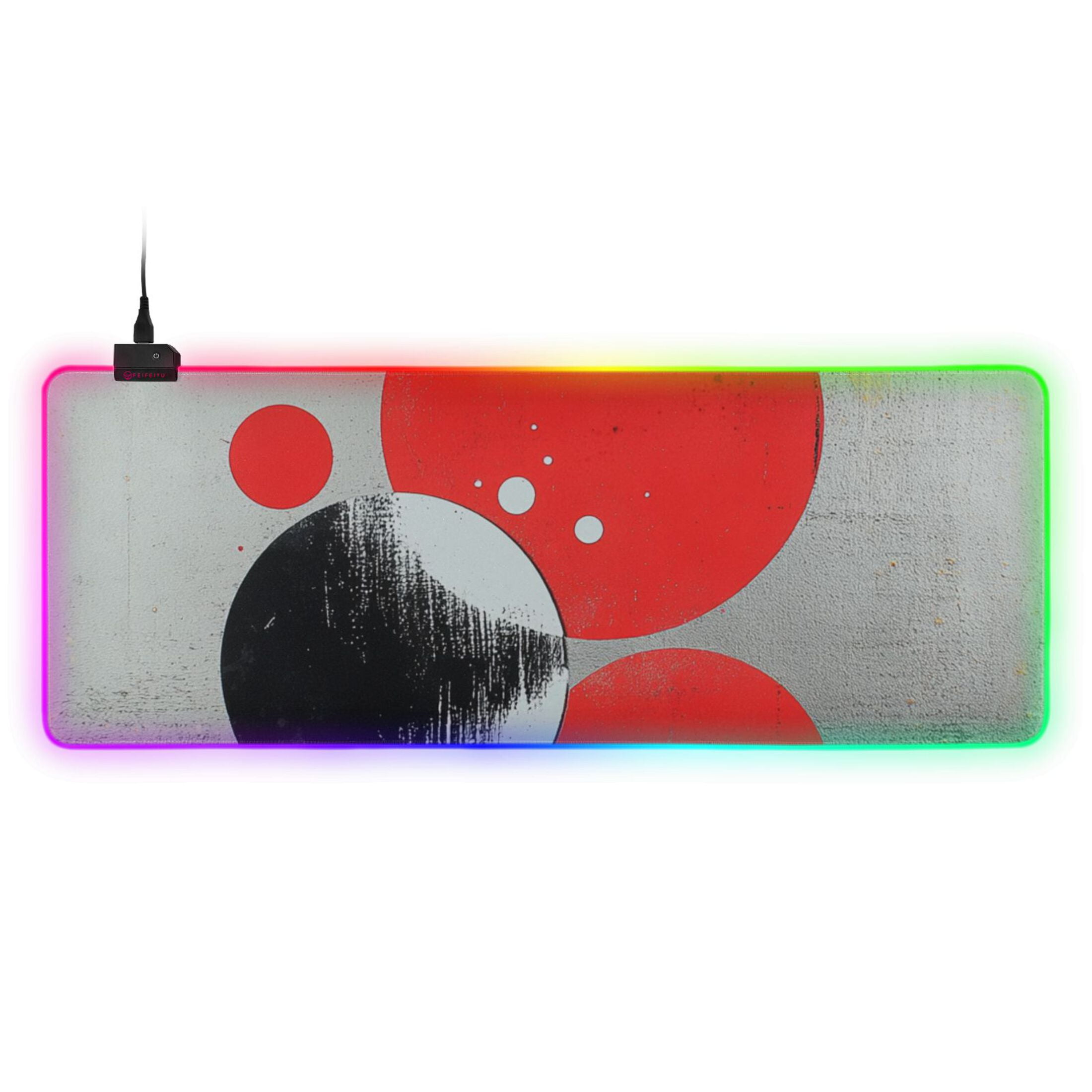 Modern Abstract Art RGB Gaming Mouse Pad Large Keyboard Mat Rubber Base ...