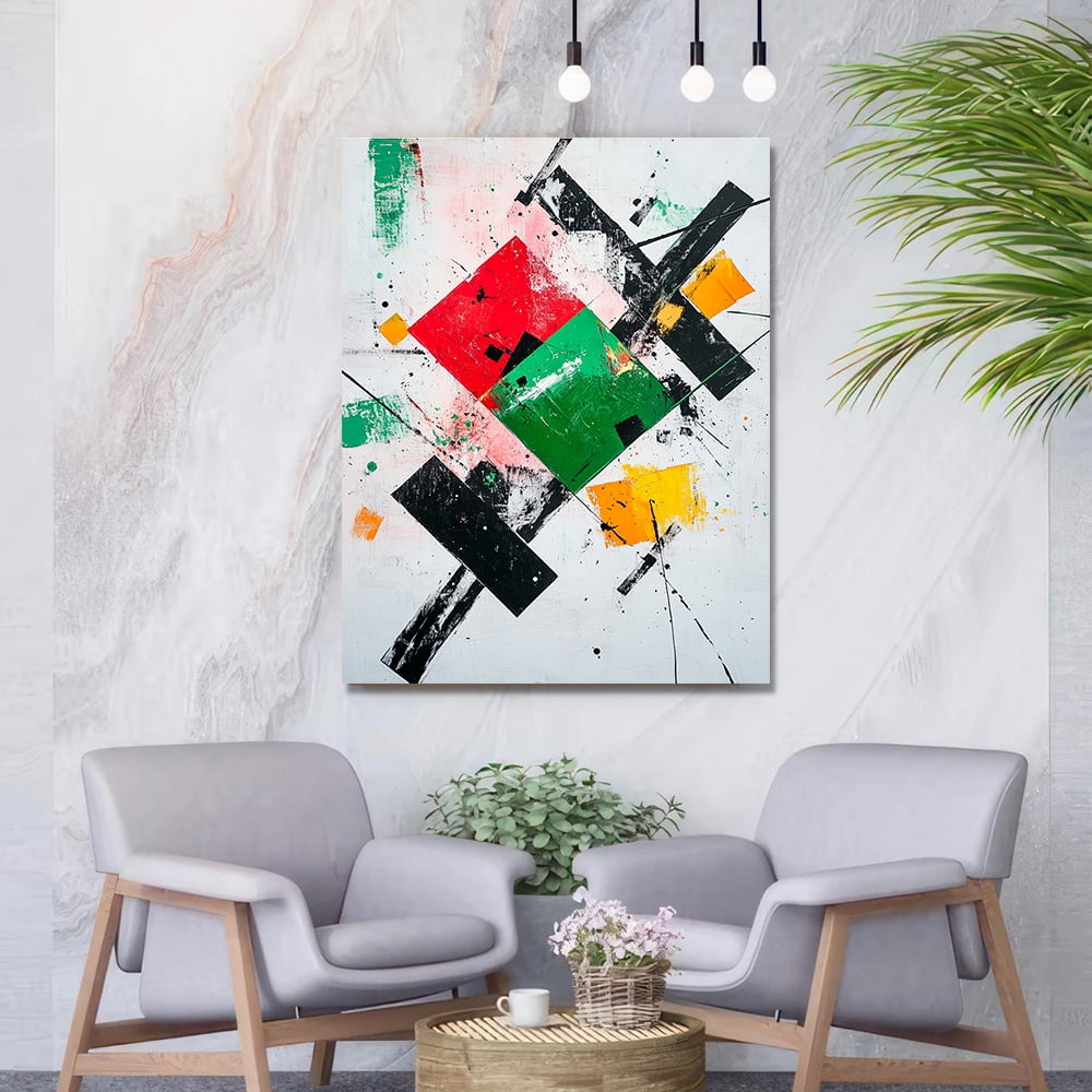 Modern Abstract Art Wall Hanging - Pine-Framed Decorative Painting with ...