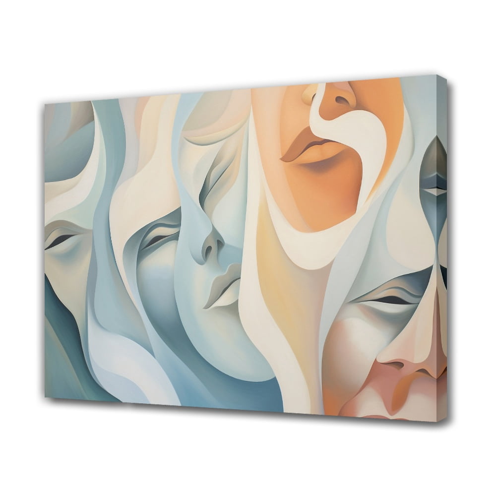 Modern Abstract Artwork Features Intertwined Facial Silhouettes Poster ...