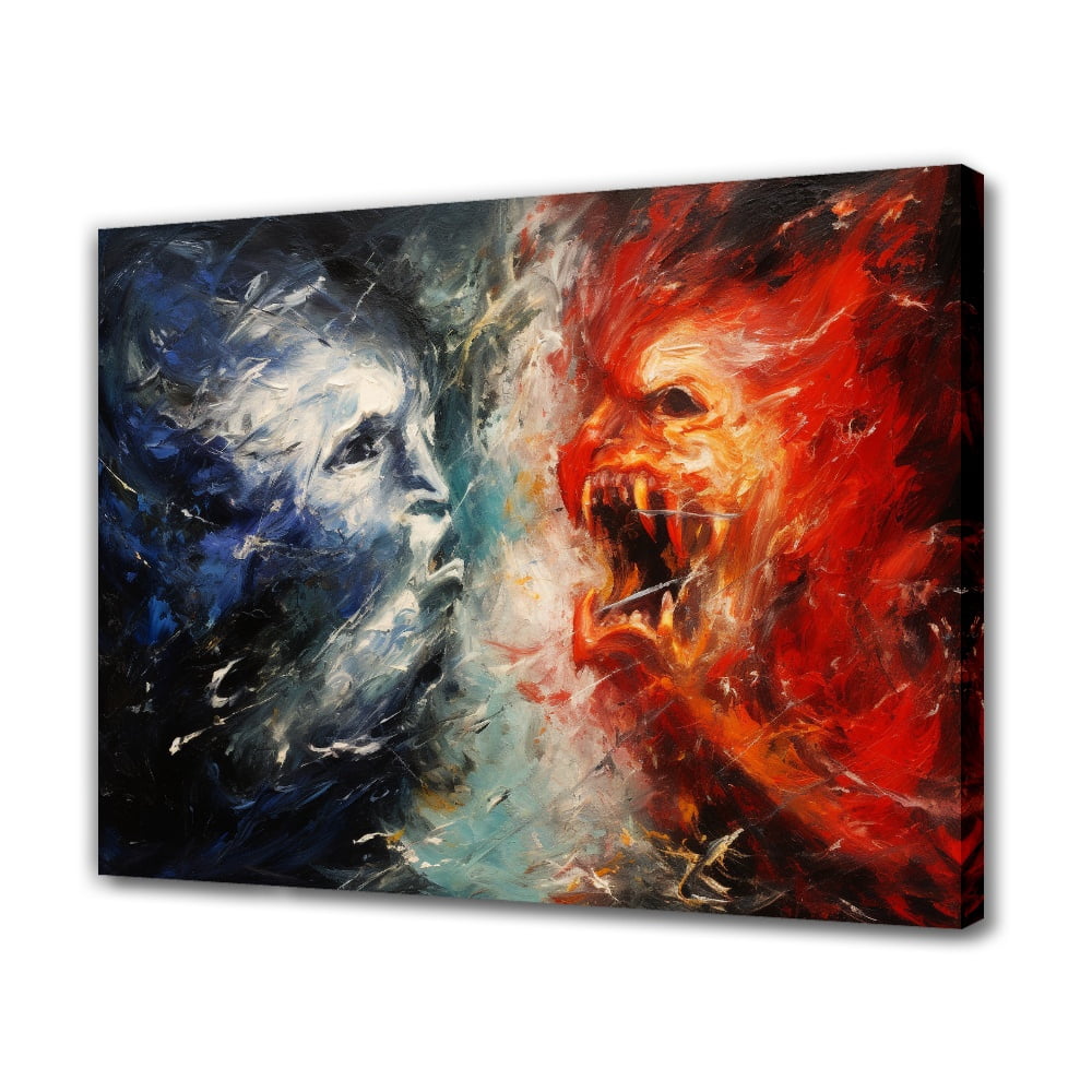 Modern Abstract Artwork Portrays Two Contrasting Figures Poster ...