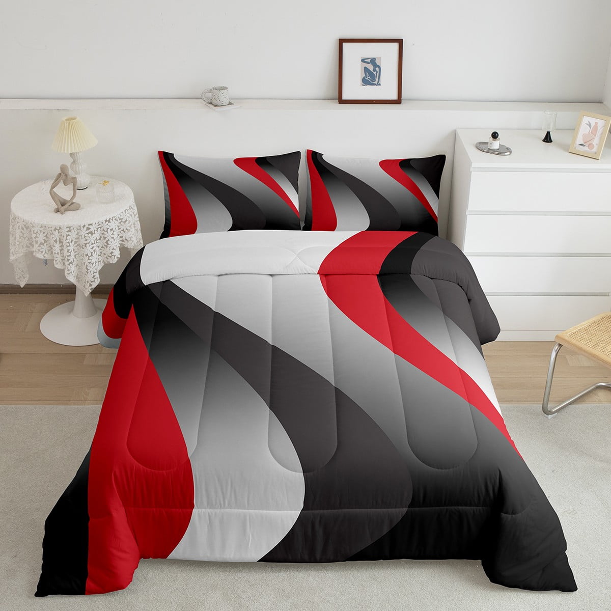 Modern Abstract Bedding for Girls Boys Teens Adults, Geometric Swirl ...