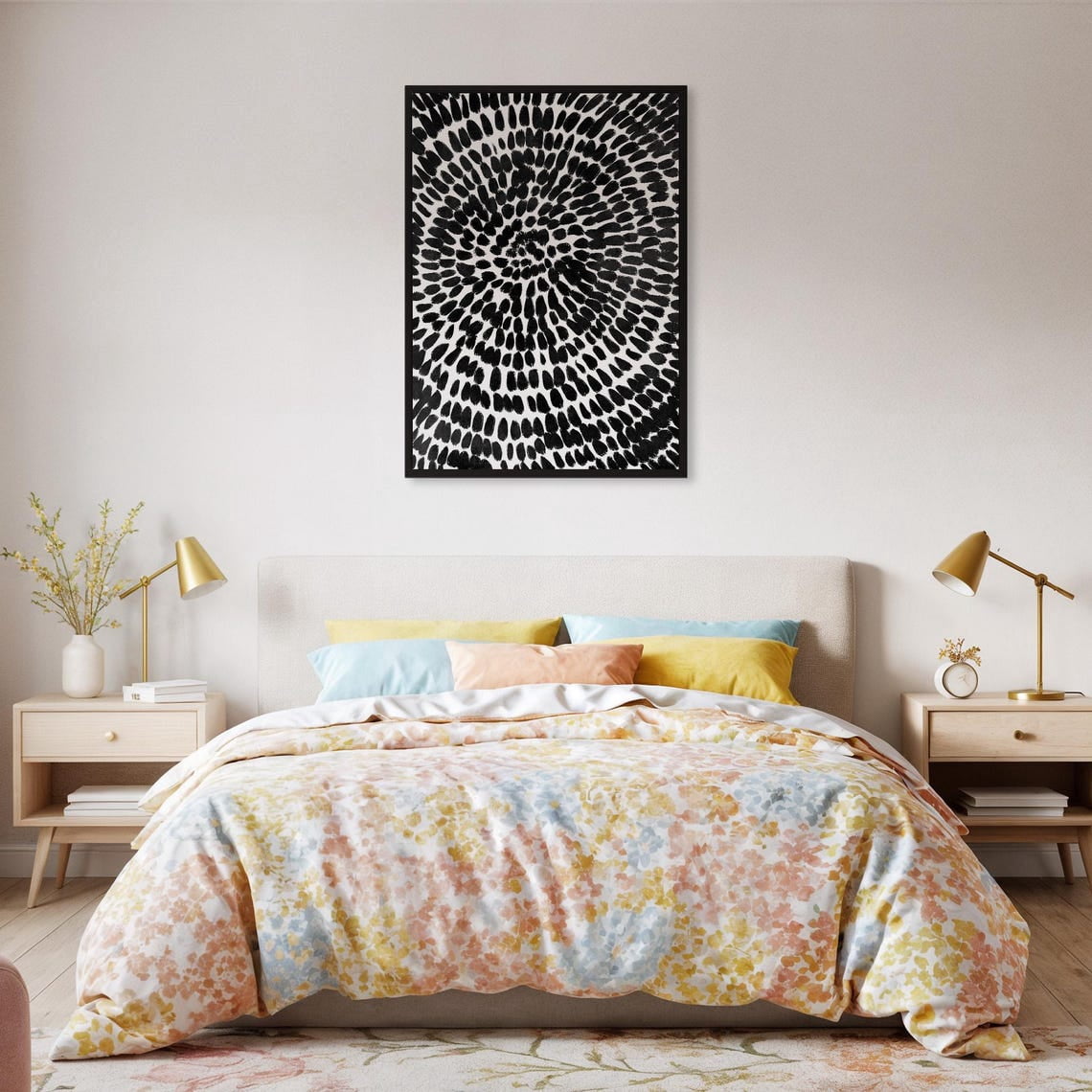 Modern Abstract Black Ink Wall Art Poster Bold Minimalist Geometric ...