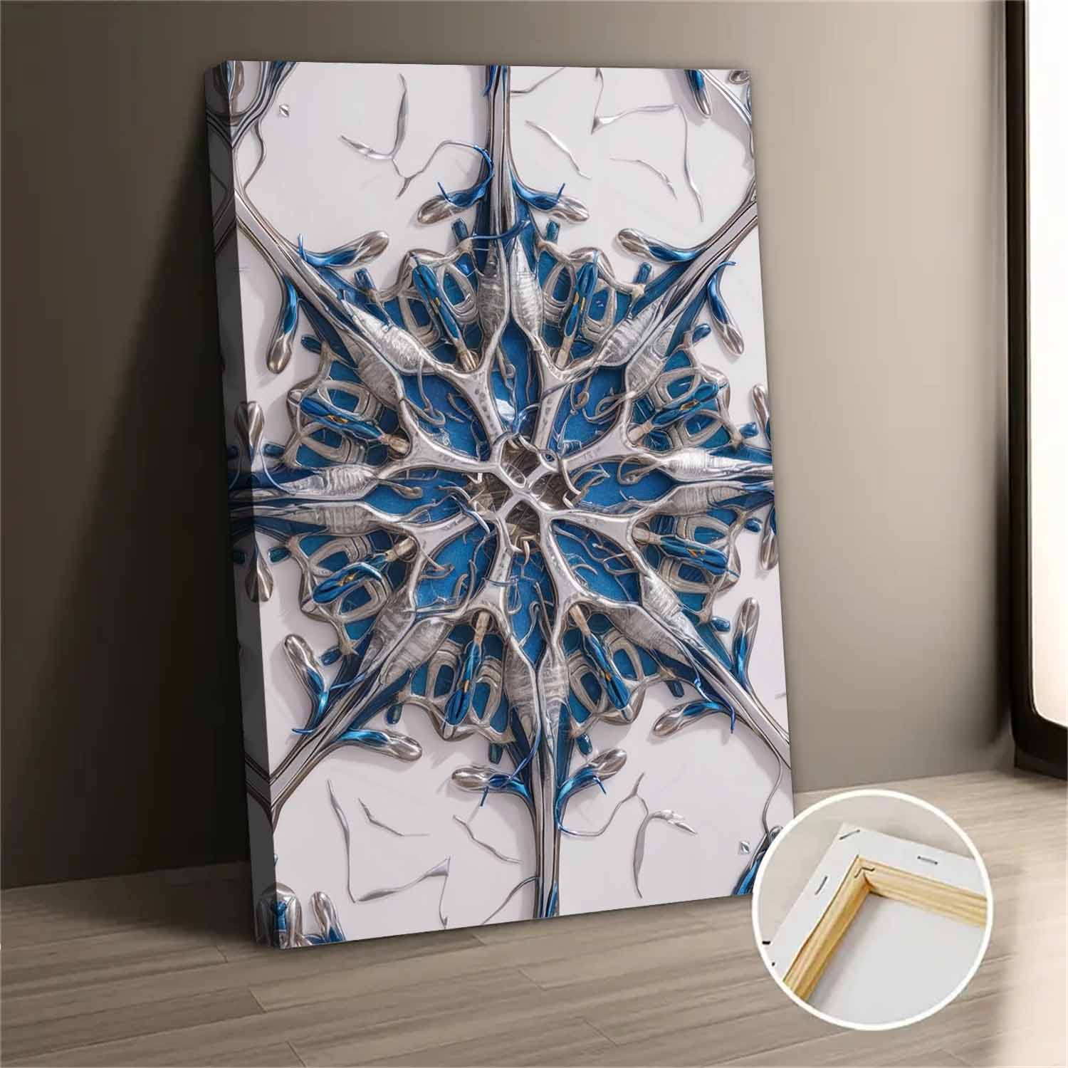 Modern Abstract Blue And Silver Canvas Wall Art Print - Walmart.com