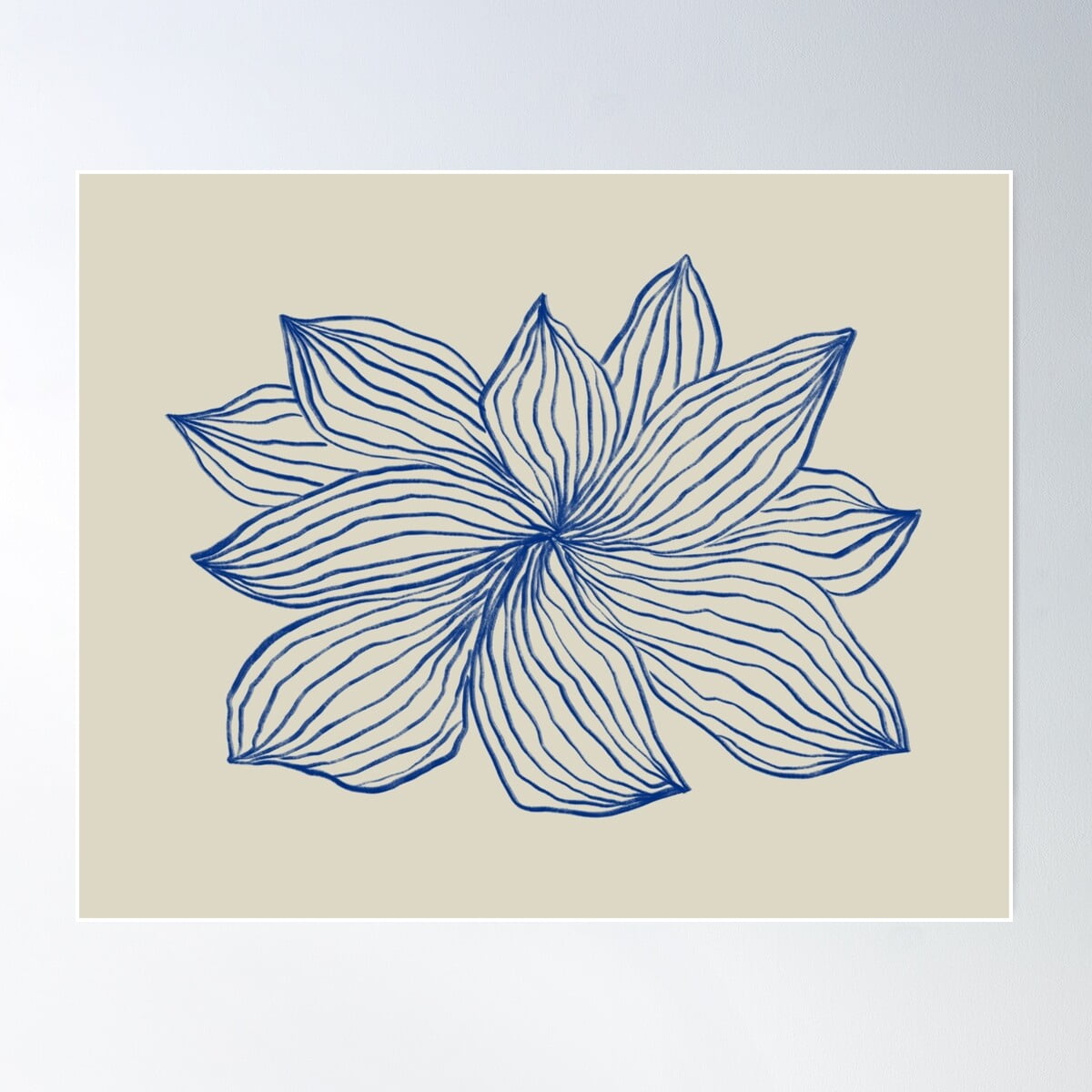 Modern Abstract Blue Flower Line Art Poster Wall Art, Modern Wall Decor ...
