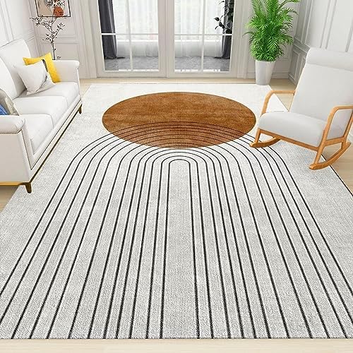 Modern Abstract Bohemian Mid Century Sun Area Rug, Retro Traditional ...