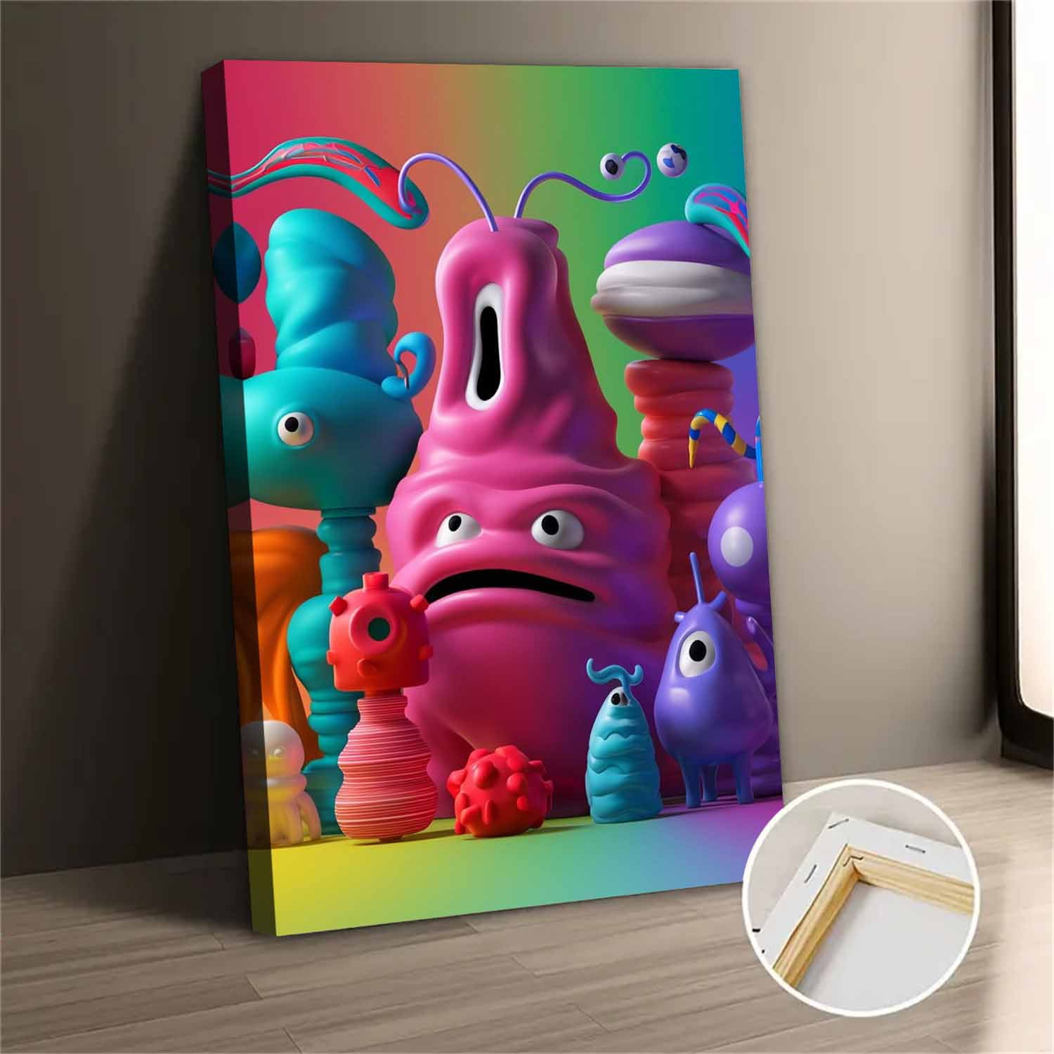 Modern Abstract Canvas Wall Art Print Funny Cartoon Creature - Walmart.com