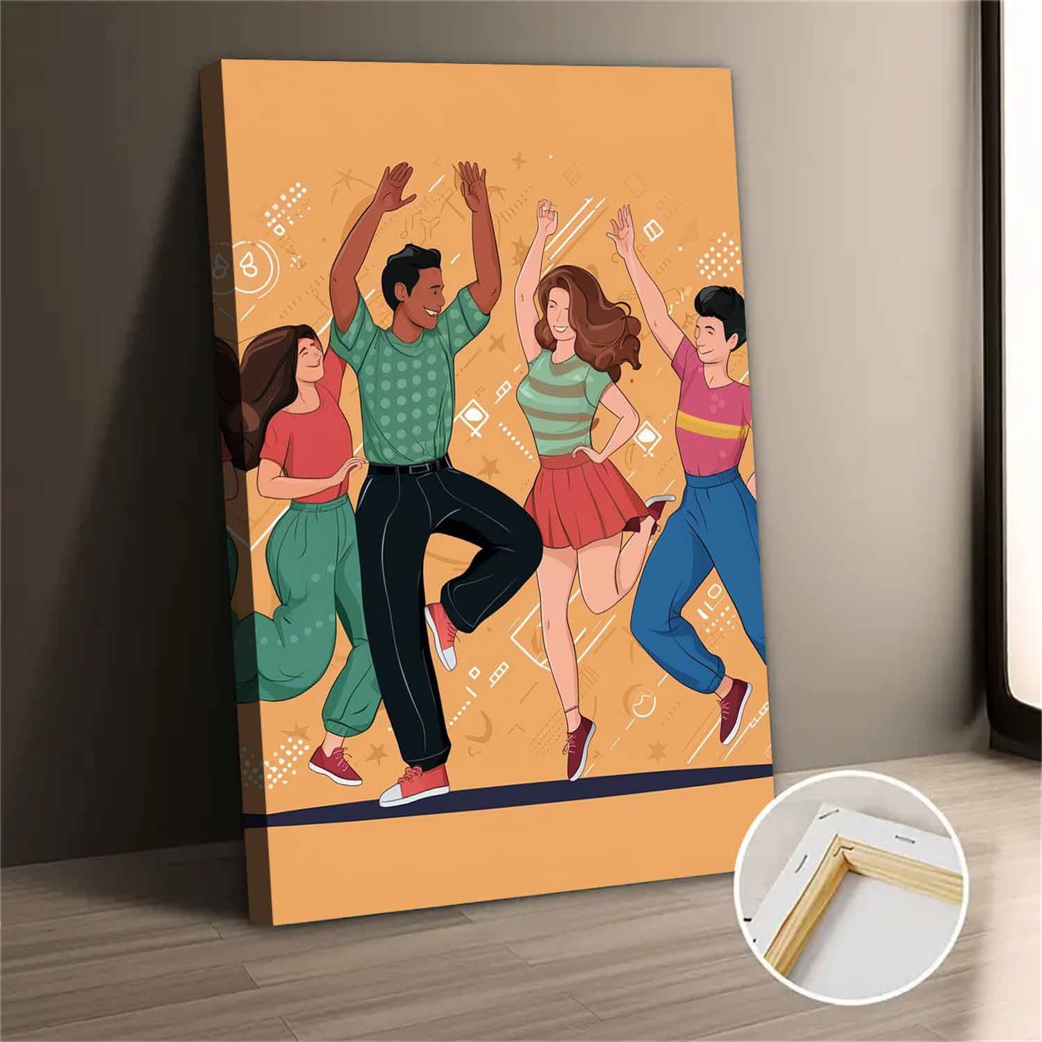 Modern Abstract Canvas Wall Art Print - Funny Friends Dancing - Walmart.com