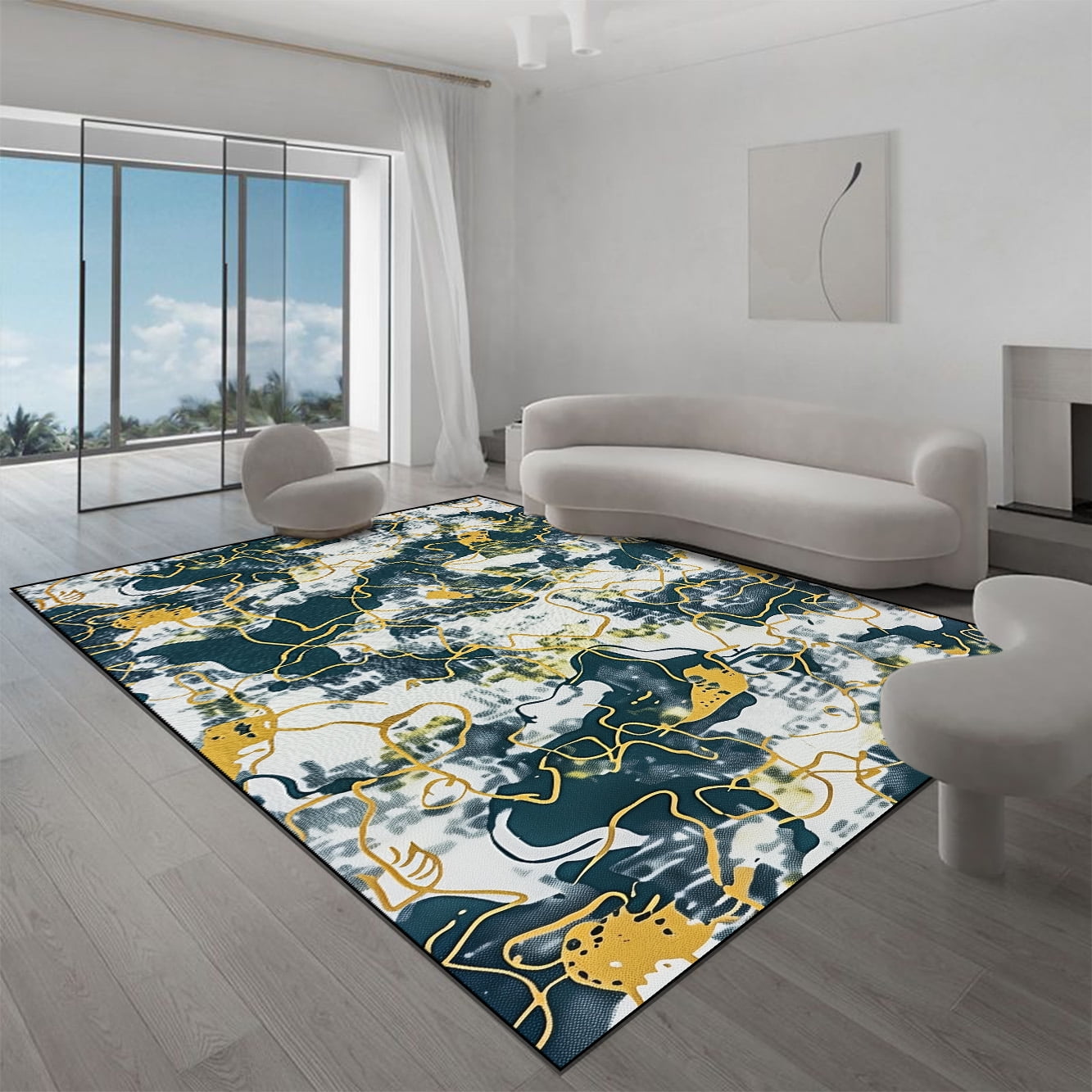 Modern Abstract Carpet Large Area Living Room Carpet Easy Care Coffee ...
