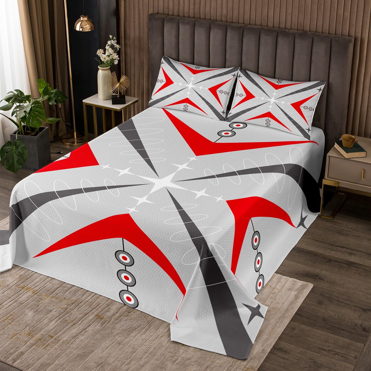 Modern Abstract Coverlet Set Simple Artist Bedspread Set King Vintage ...