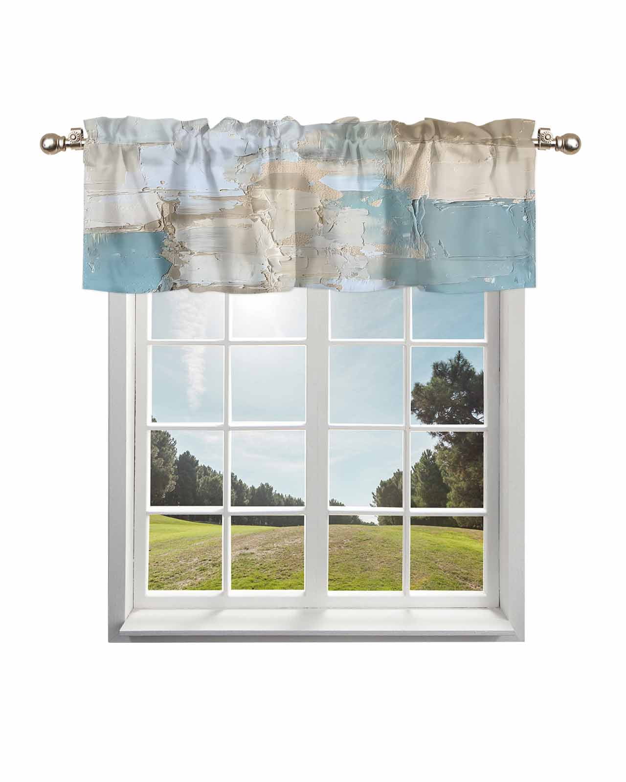 Modern Abstract Curtain Valance for Windows/Living Room/Kitchen/Bathroom/Café, Short Rod Pocket ...