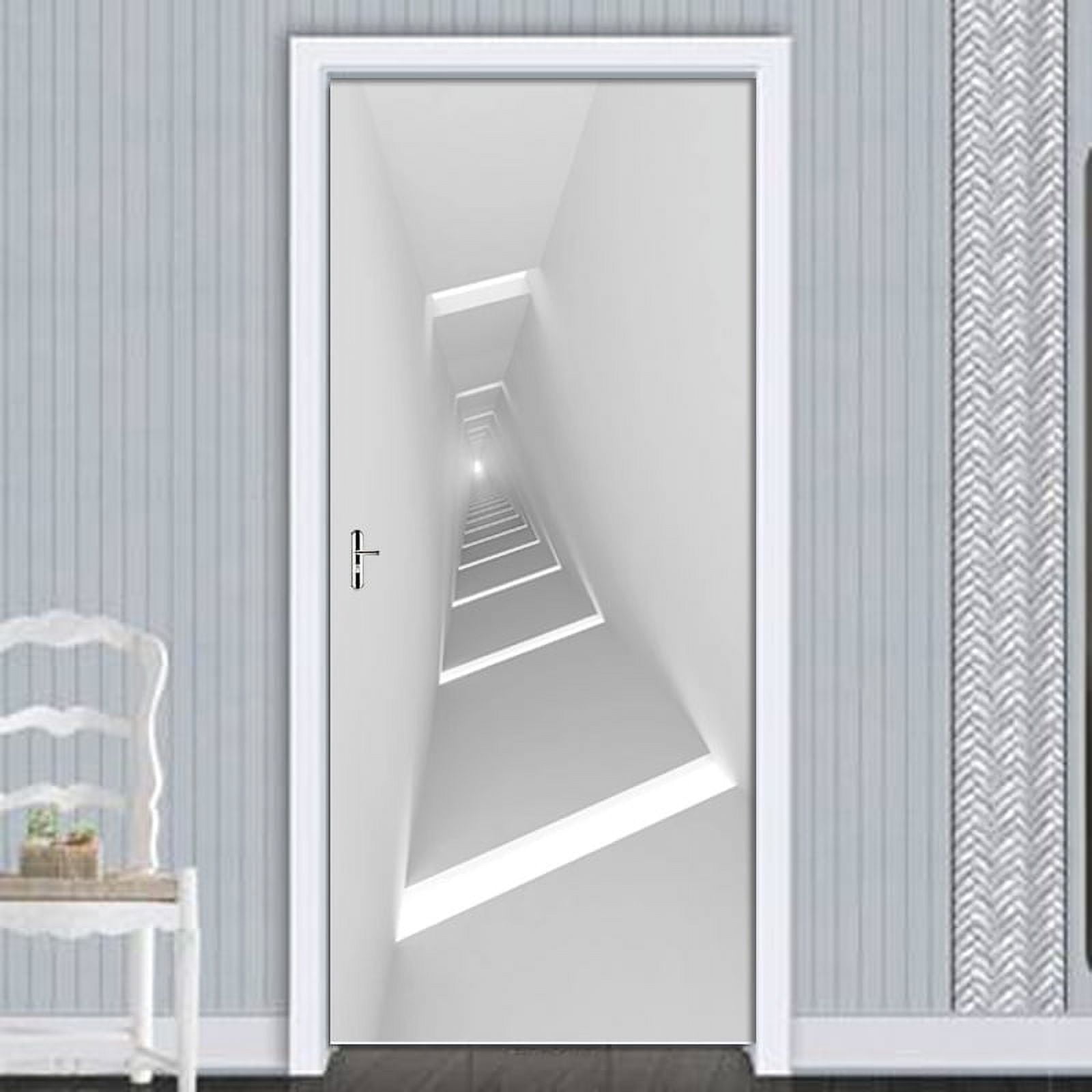 Modern Abstract Deep White Corridor 3D Door Sticker Waterproof Self ...