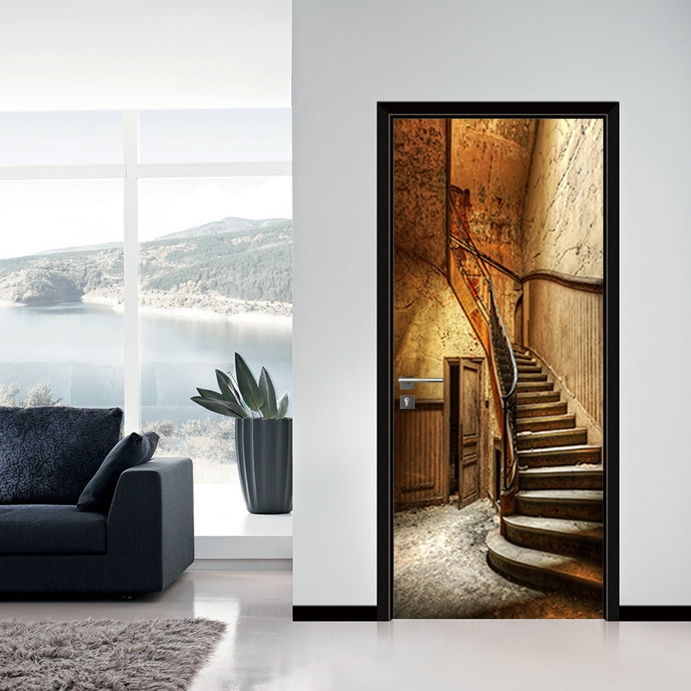 Modern Abstract Deep White Corridor 3D Door Sticker Waterproof Self ...