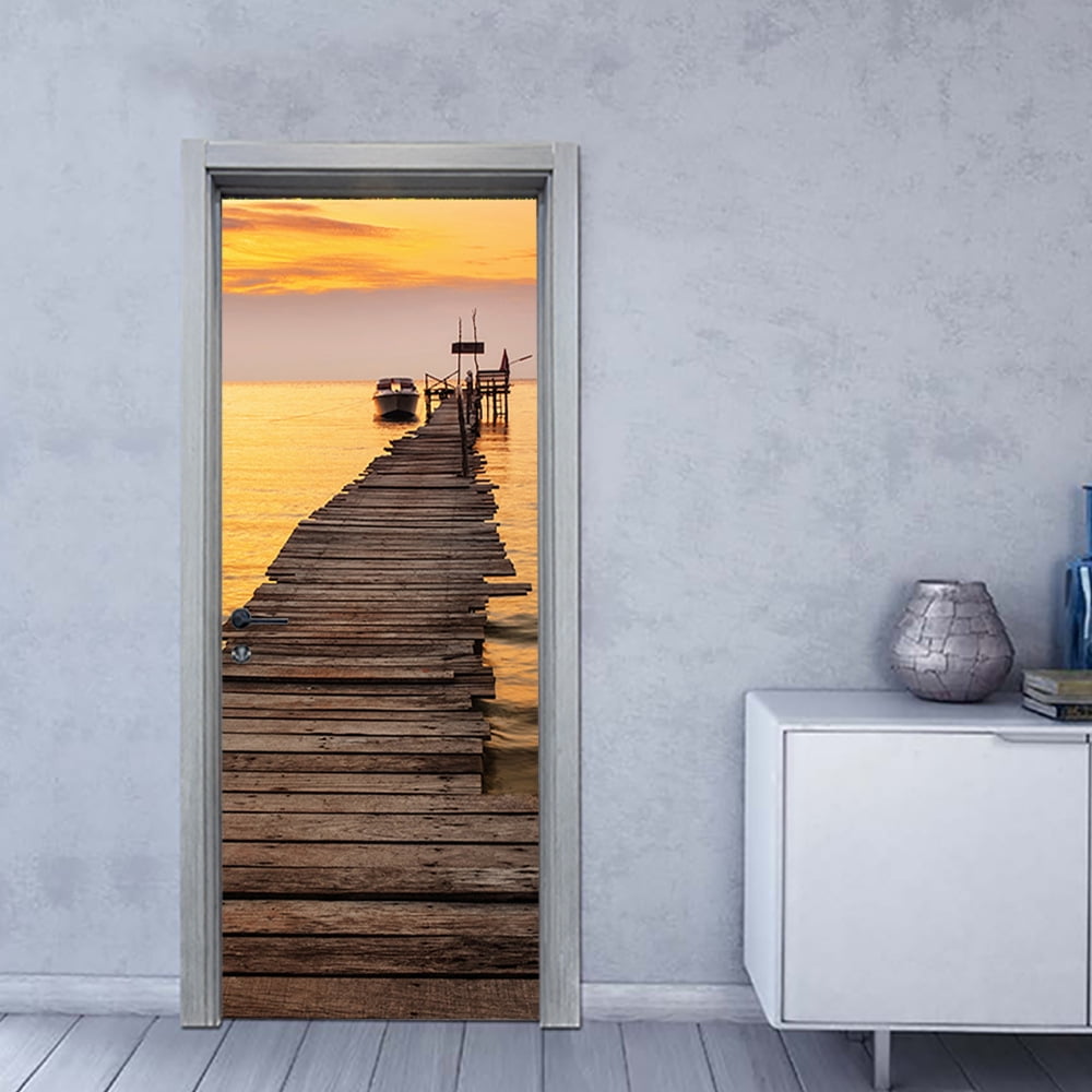 Modern Abstract Deep White Corridor 3D Door Sticker Waterproof Self ...