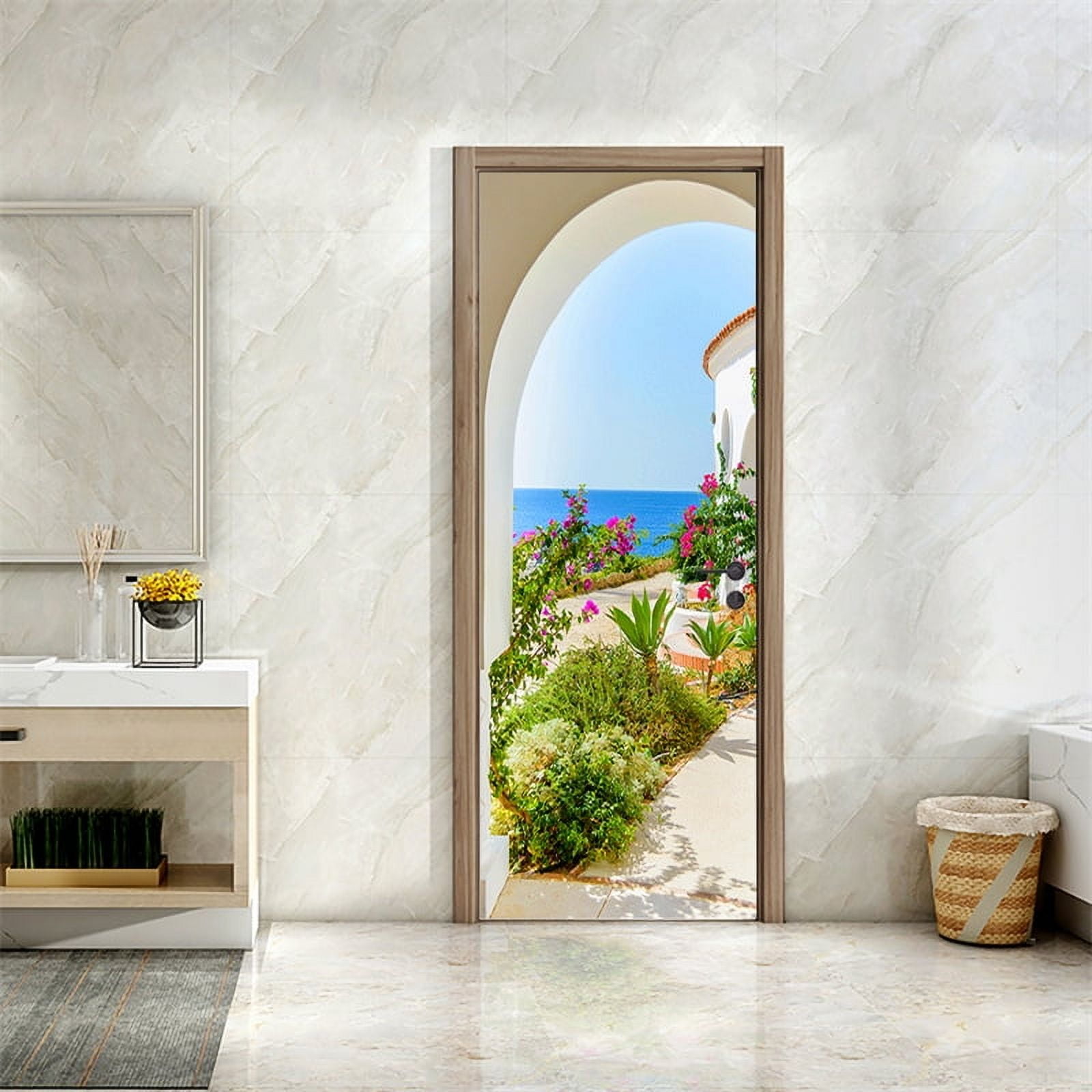 Modern Abstract Deep White Corridor 3D Door Sticker Waterproof Self ...