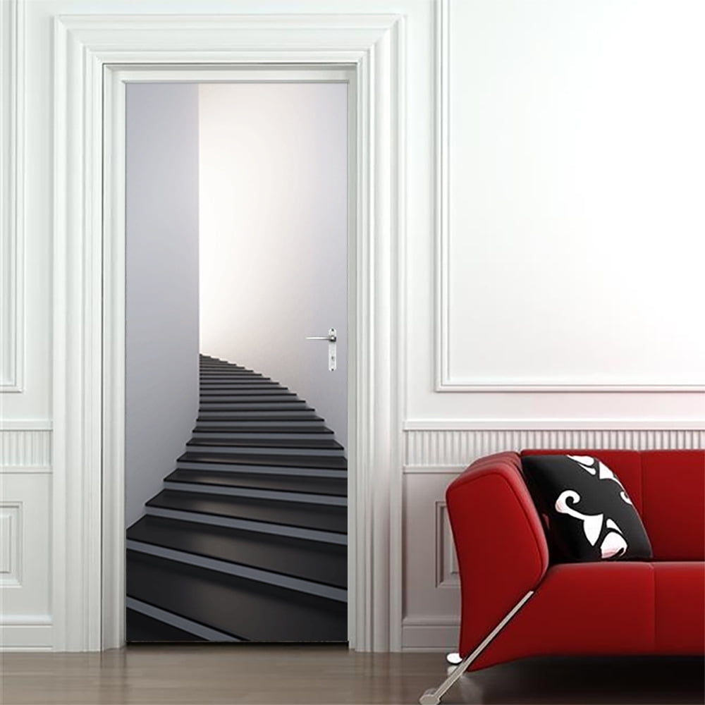 Modern Abstract Deep White Corridor 3D Door Sticker Waterproof Self ...