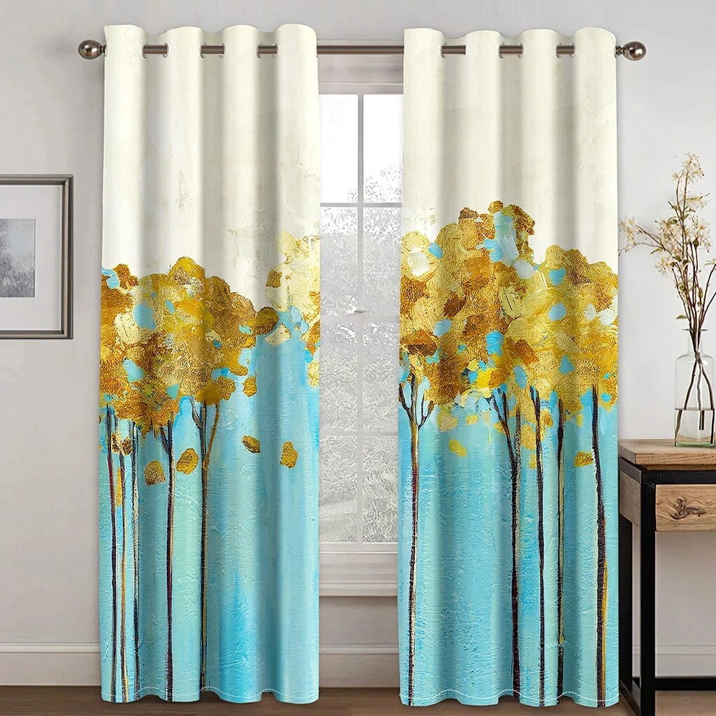 Modern Abstract Design Blackout Drape Metal Graffiti Windows Curtains ...