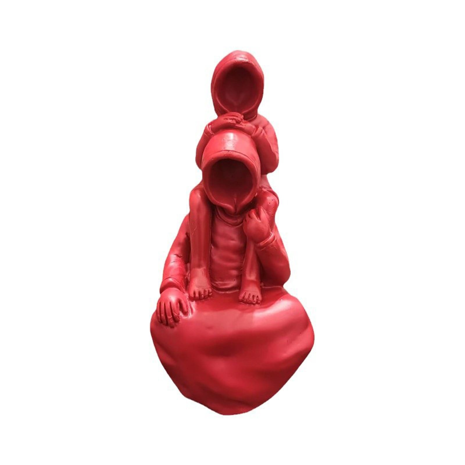 Modern Abstract Faceless Family Sculpture, Red Resin Mother and Child ...