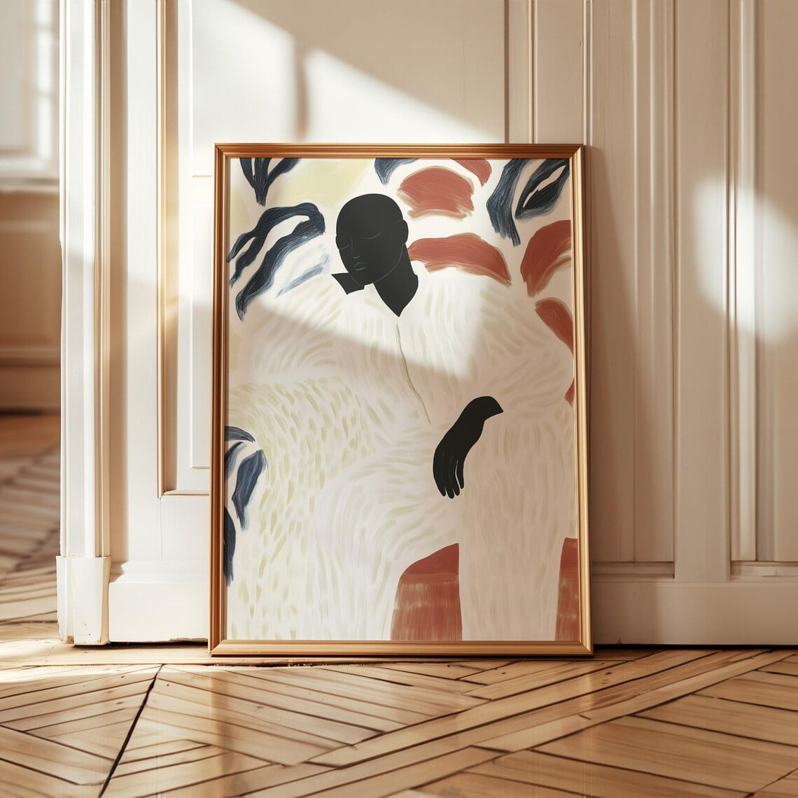 Modern Abstract Figure Art Print, Neutral Tones And Earthy Textures ...