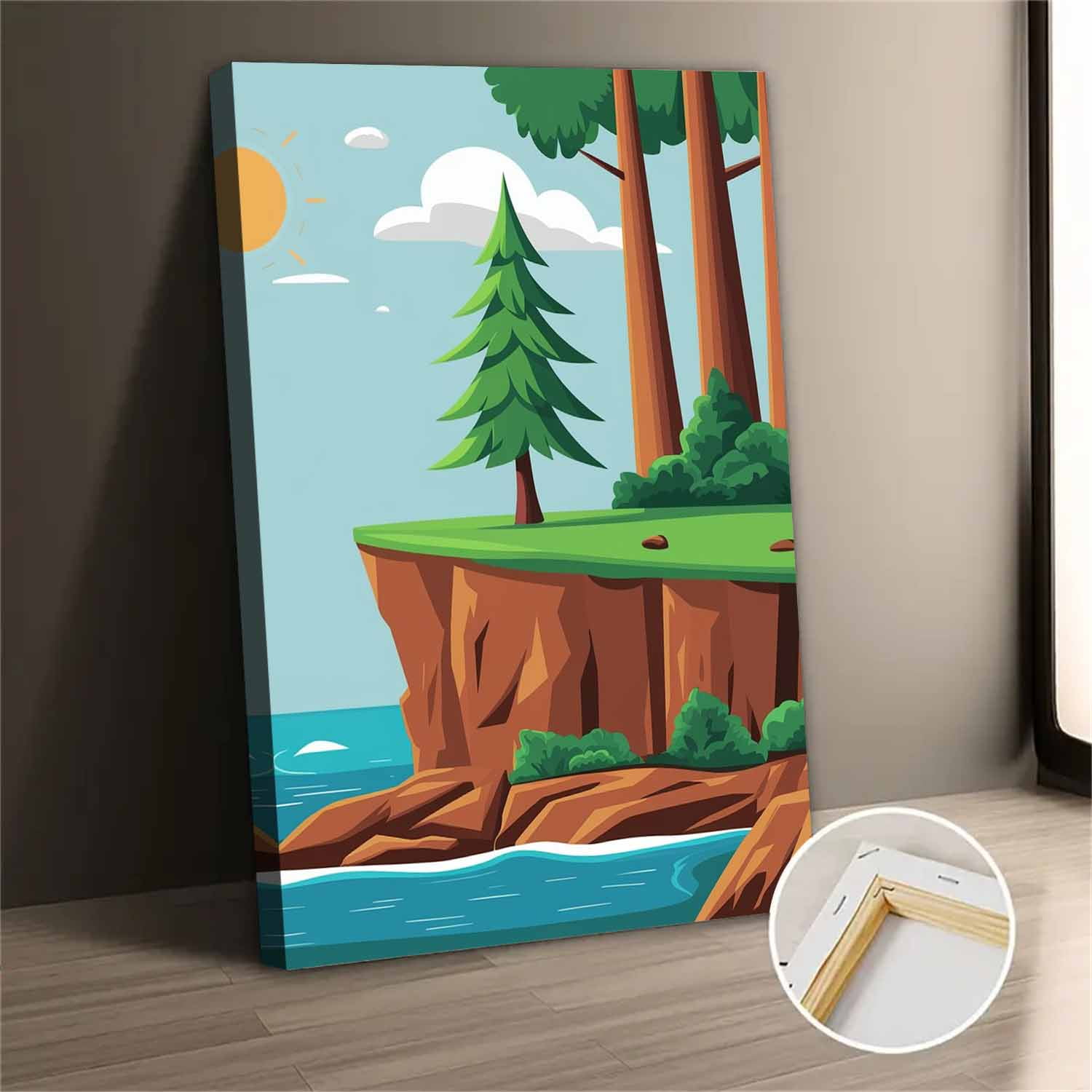 Modern Abstract Forest Cliff Wall Art Canvas Paintings For Living Room ...