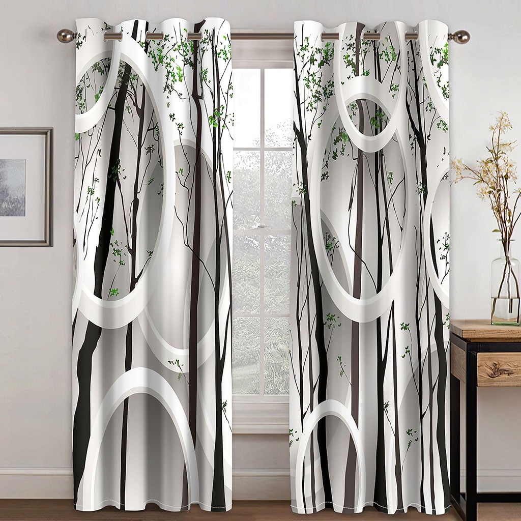 Modern Abstract Geometric Plain Circle Child Window Curtains Drapes for ...