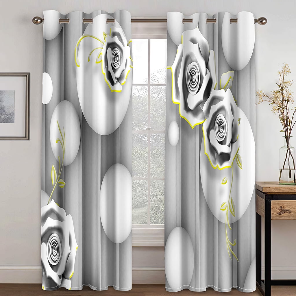 Modern Abstract Geometric Plain Circle Child Window Curtains Drapes for ...