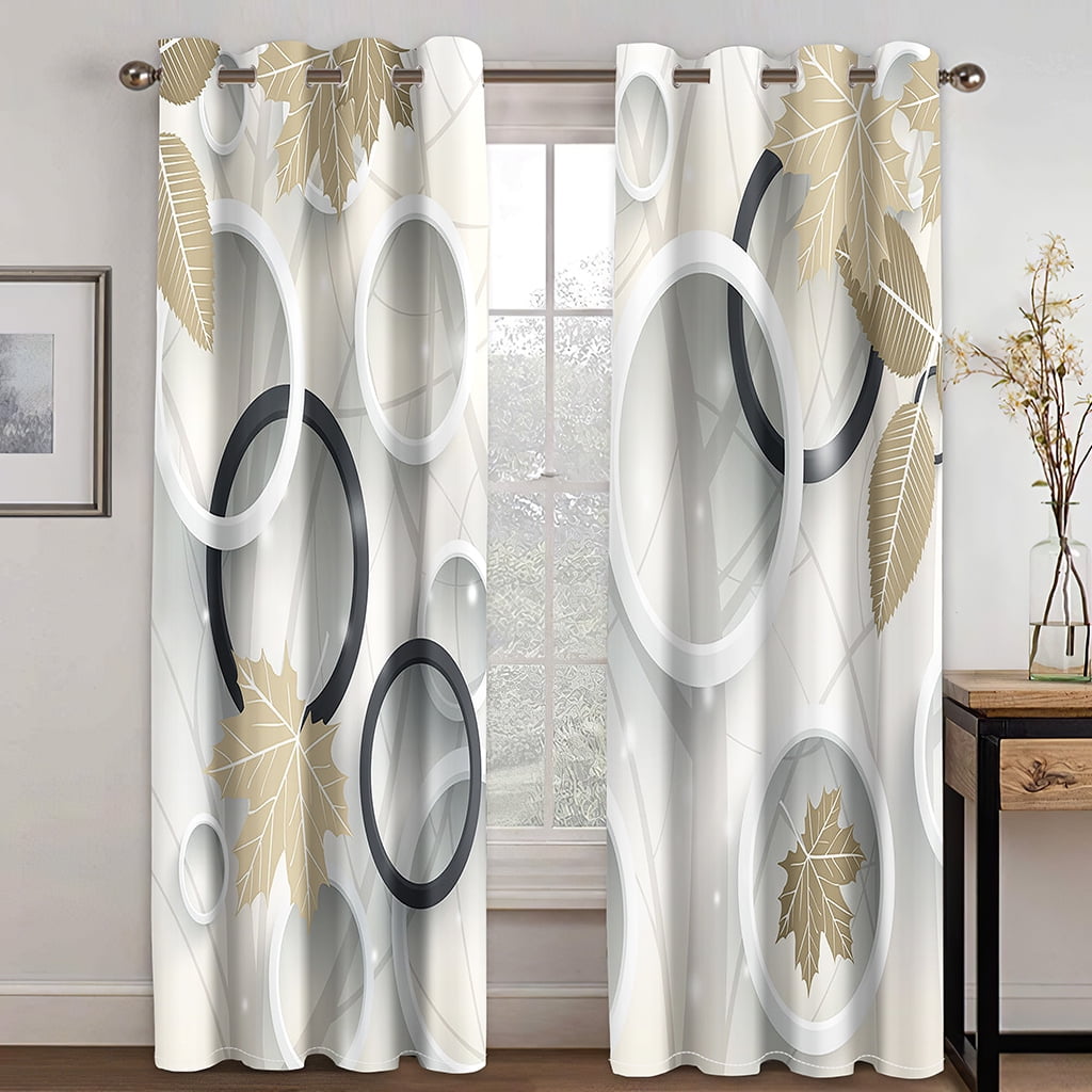 Modern Abstract Geometric Plain Circle Child Window Curtains Drapes for Kids Bedroom Living Room ...