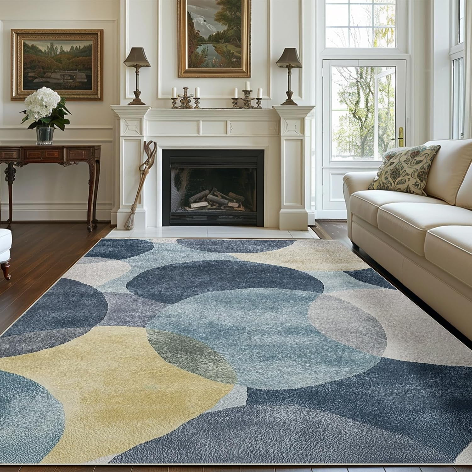 Modern Abstract Geometric Rug For Living Room Indoor Machine Washable ...