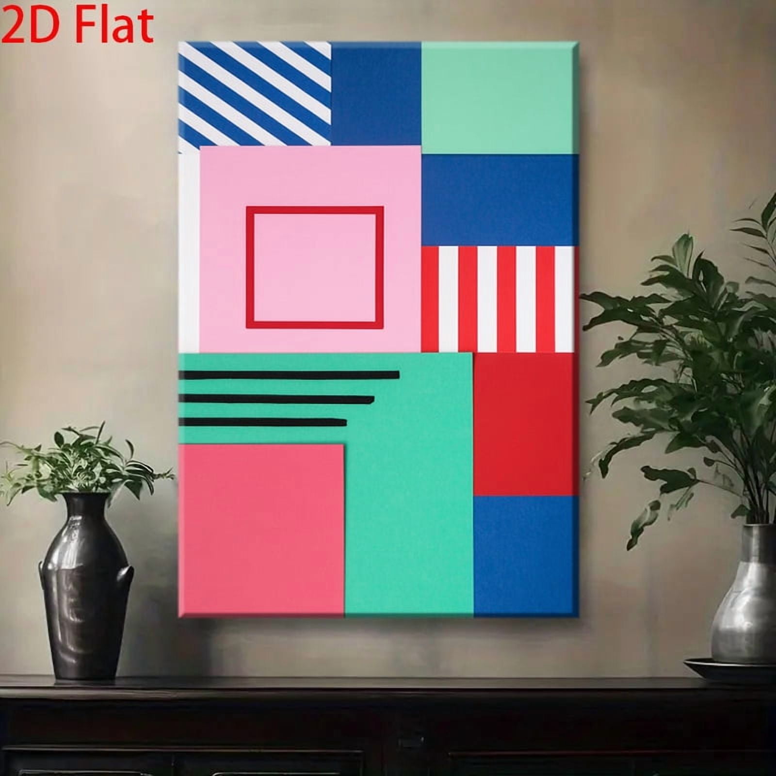 Modern Abstract Geometric Wall Art Painting - Multicolor Square Canvas ...