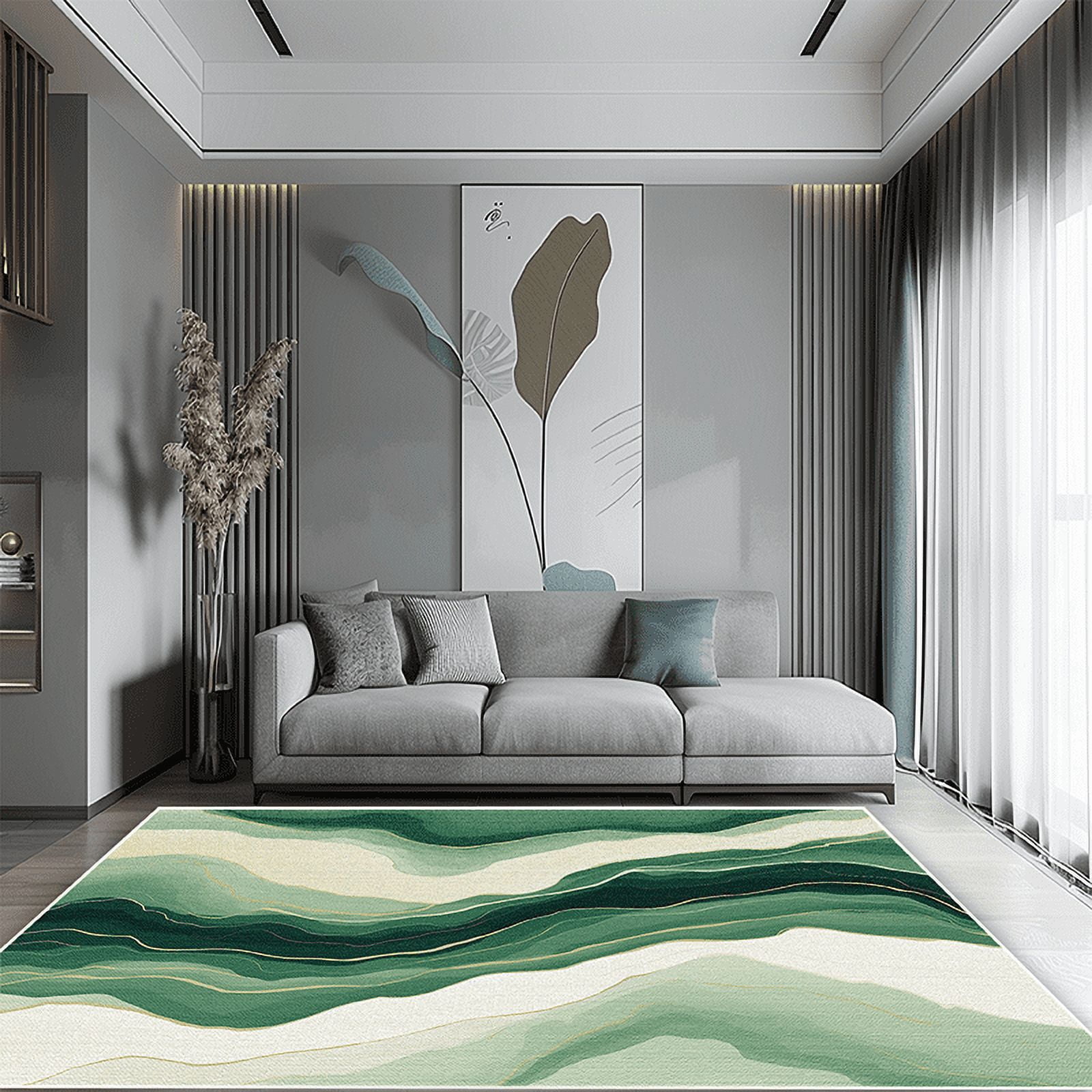 Modern Abstract Green Carpet Home ration Living Room Sofas Area Large ...