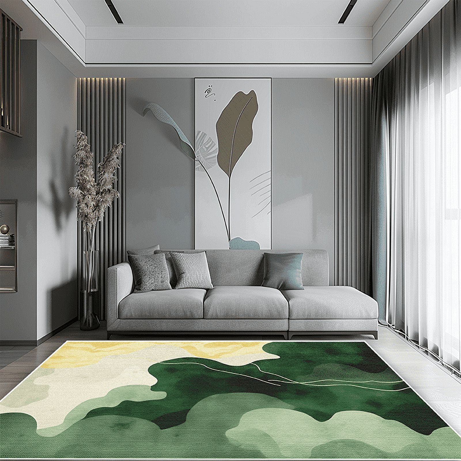Modern Abstract Green Carpet Home ration Living Room Sofas Area Large ...
