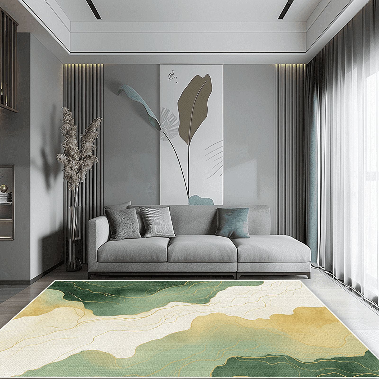Modern Abstract Green Carpet Home ration Living Room Sofas Area Large ...