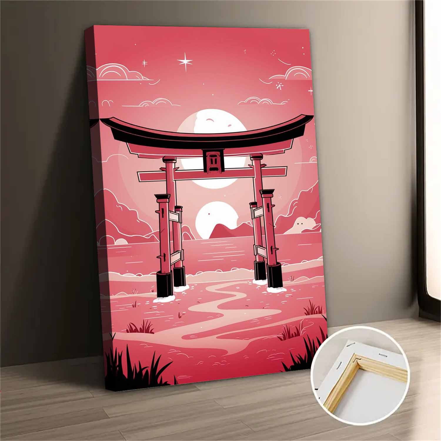 Modern Abstract Japanese Torii Gate Canvas Wall Art - Walmart.com