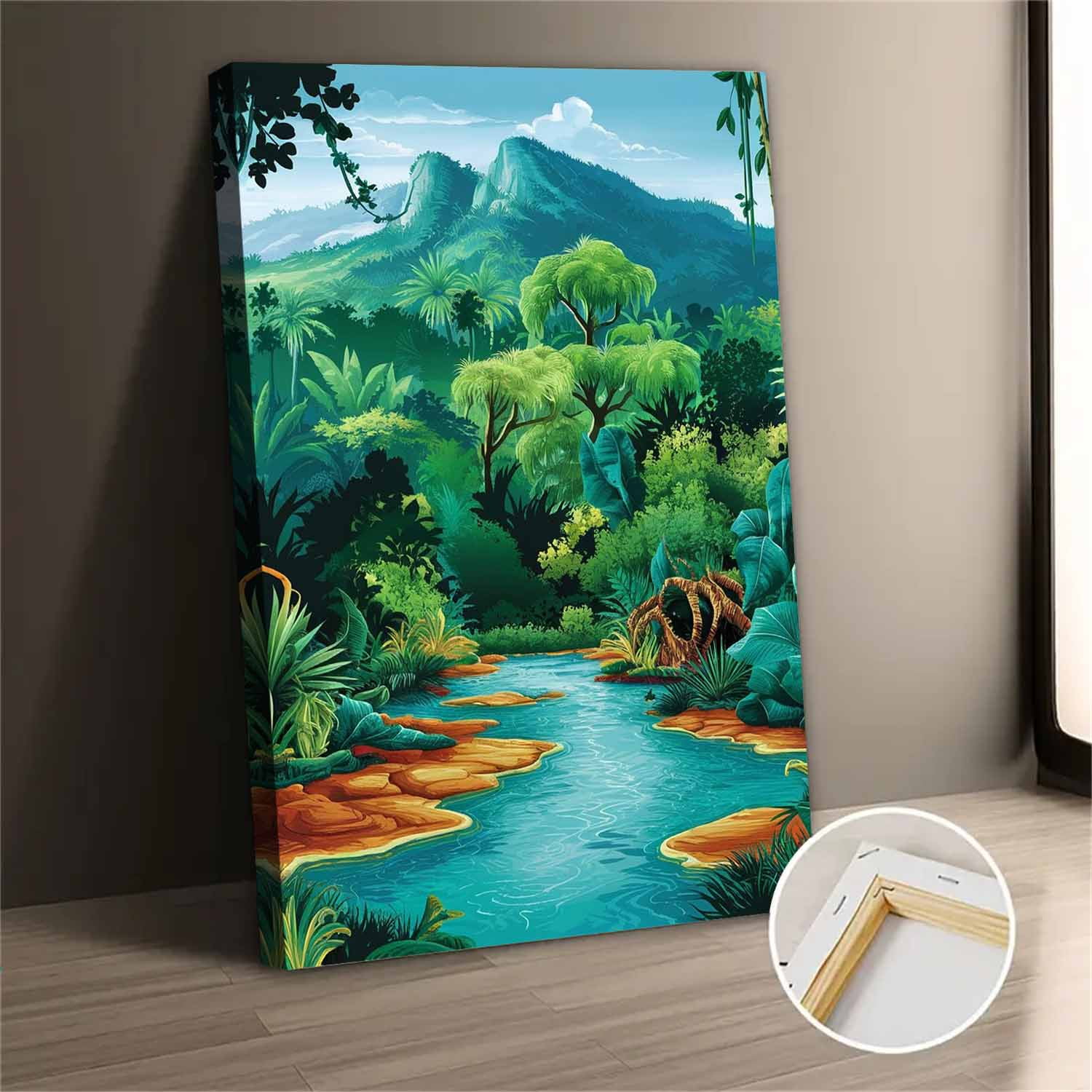 Modern Abstract Jungle River Canvas Wall Art Print For Bedroom ...